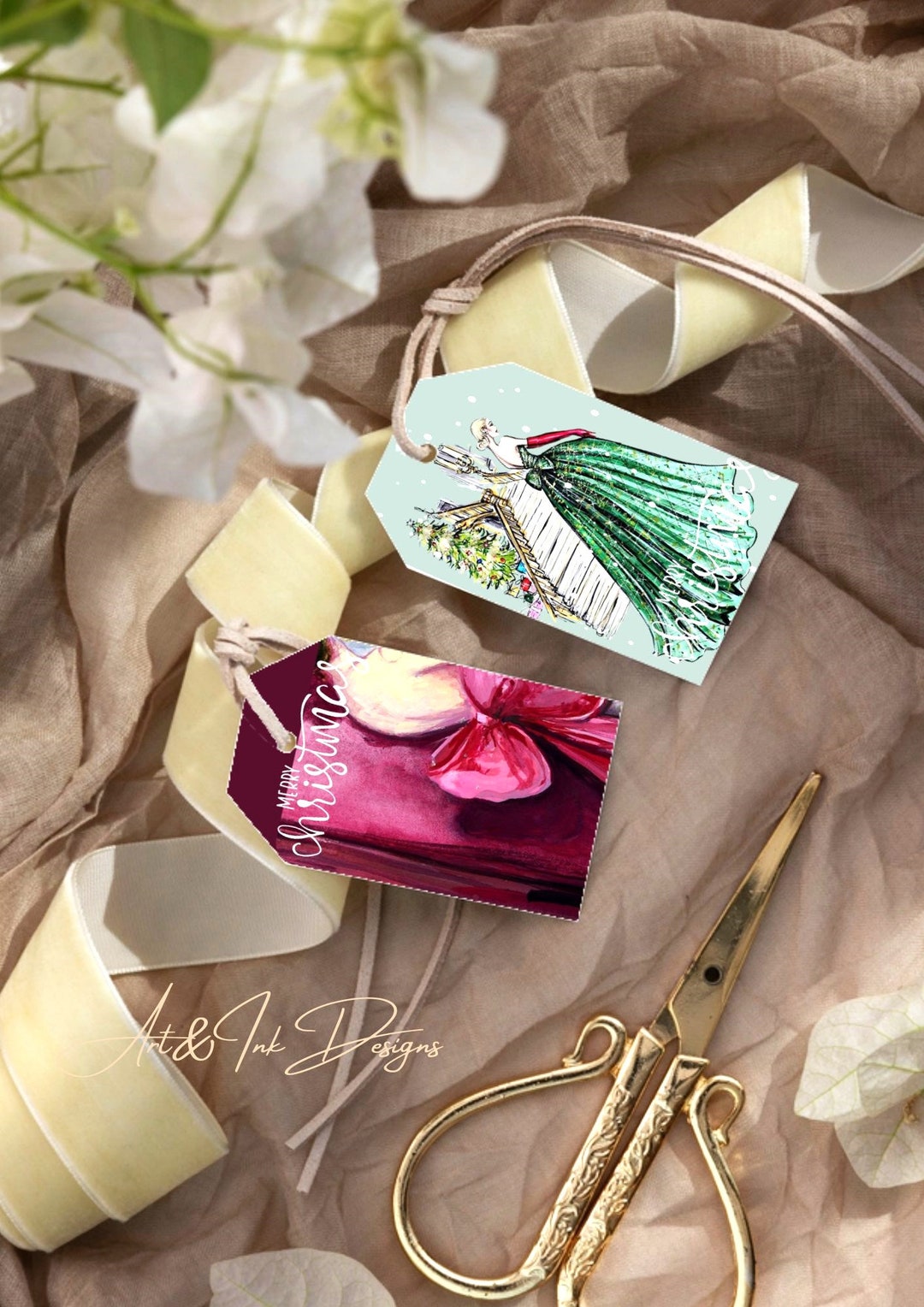 Mid-century Christmas Tags, 9 Printable Gift Tags, Vintage Hang Tags ...