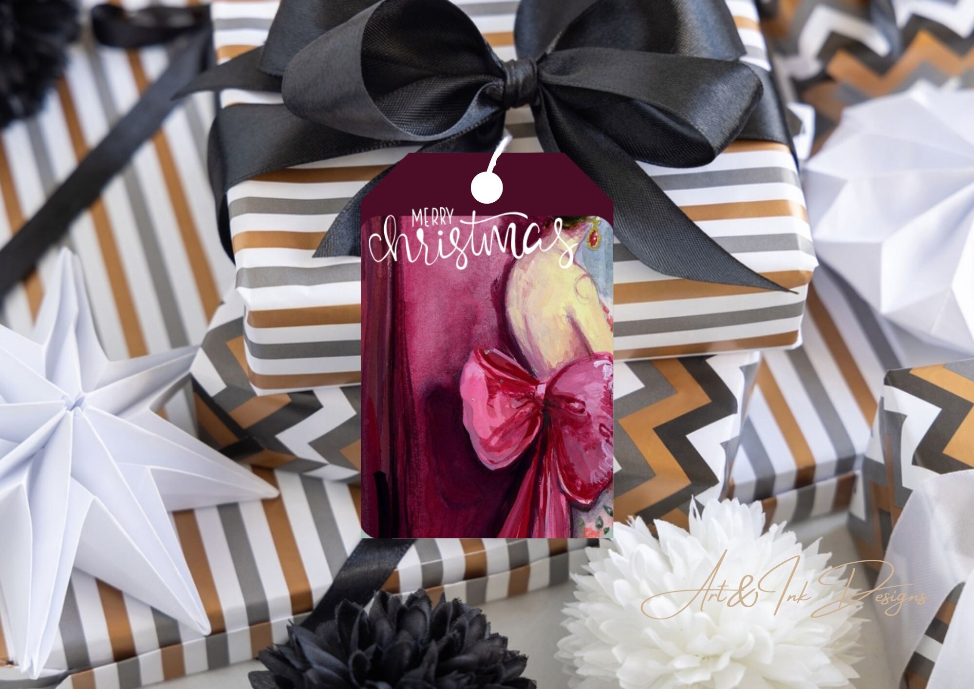 Mid-century Christmas Tags, 9 Printable Gift Tags, Vintage Hang Tags ...