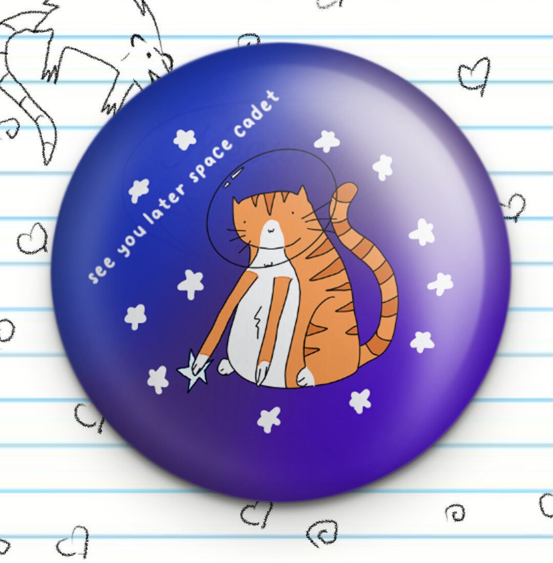 Space Cadet Cat Orange Tabby 1.25" Button, Astronaut Cat, Space Cat ...
