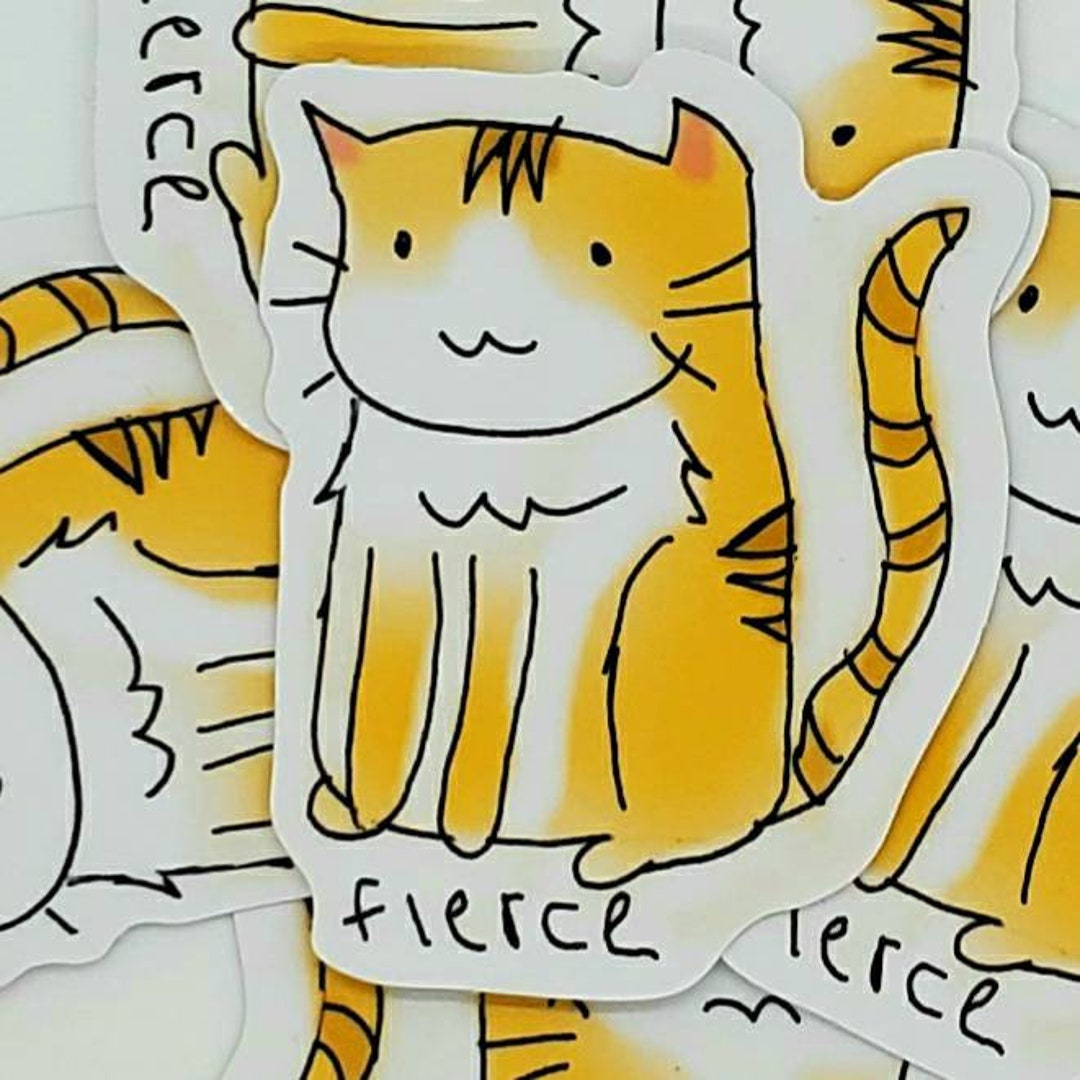 Fierce Orange Tabby Cat Sticker: Weatherproof Vinyl Decal - Etsy