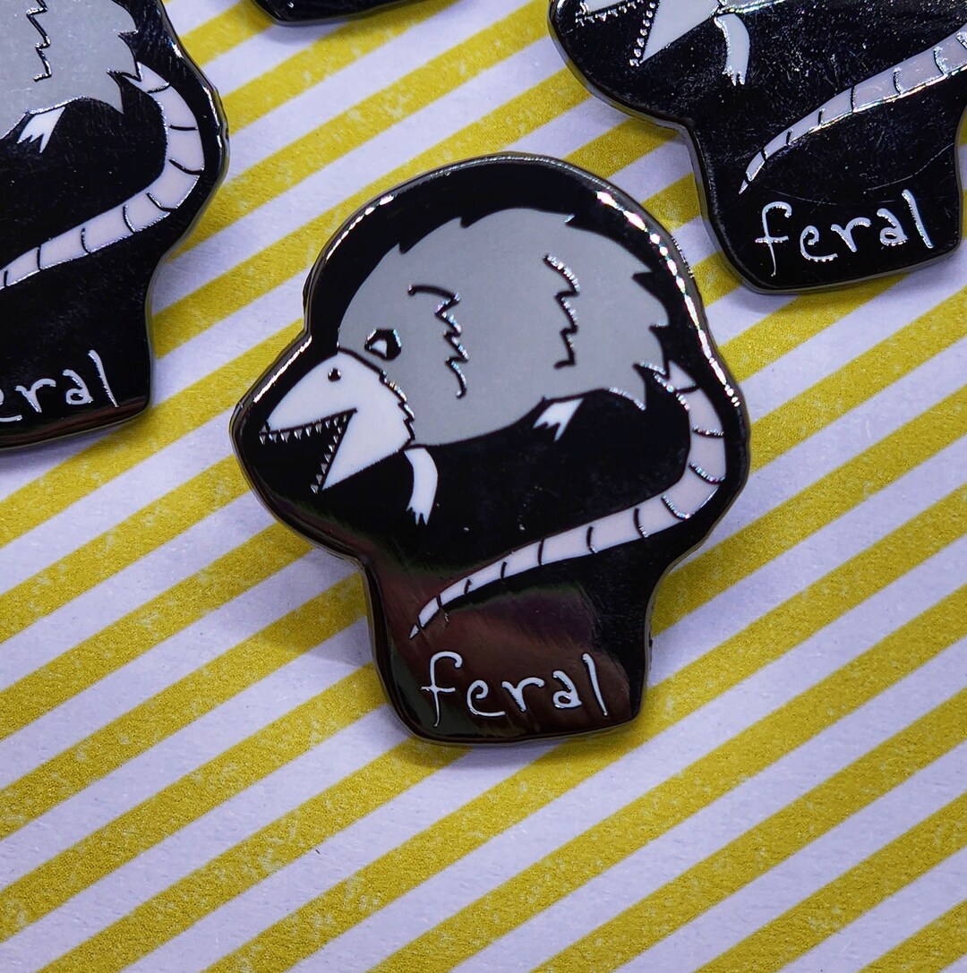 Dark Metal Feral Possum Enamel Pin - Etsy