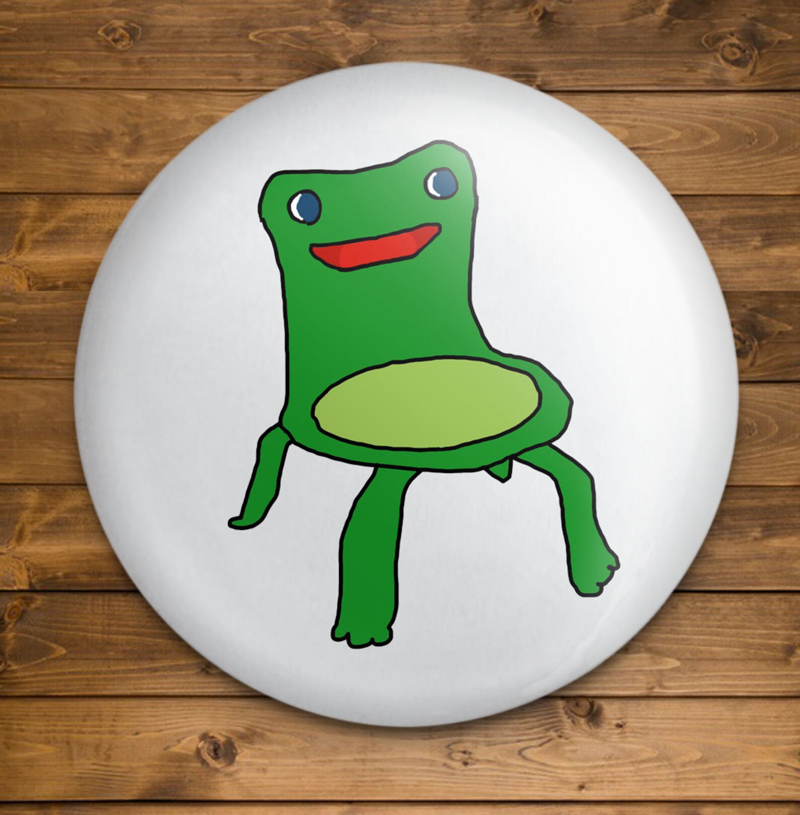 Cute Green Frog Chair Meme 1.25 inch Button | Etsy