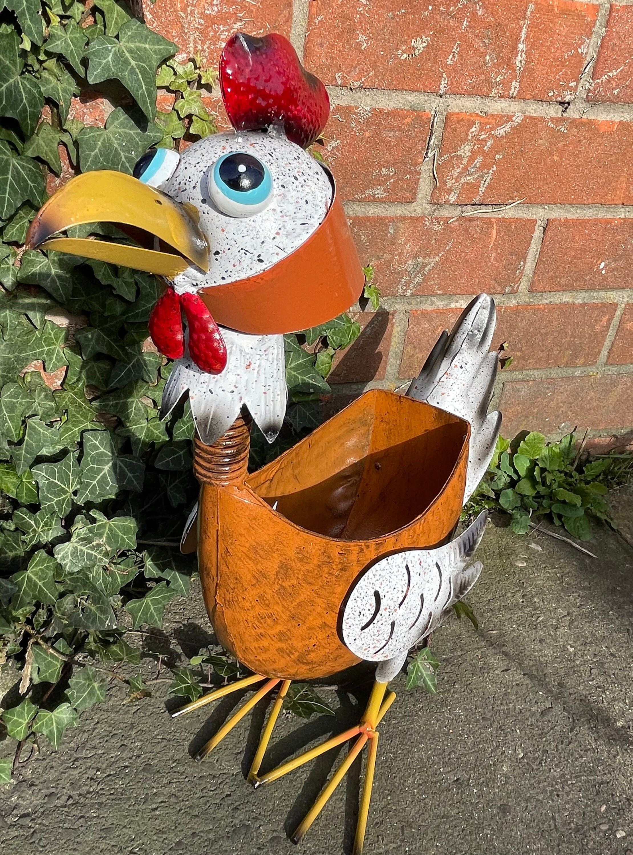 Large Rustic Chicken Metal Flower Pot Planters Plant Pots - Etsy UK