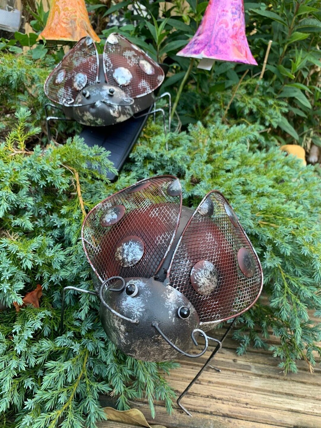 Ladybird Garden Ornament Ladybug Sculpture Wall Hanging Fence Décor ...