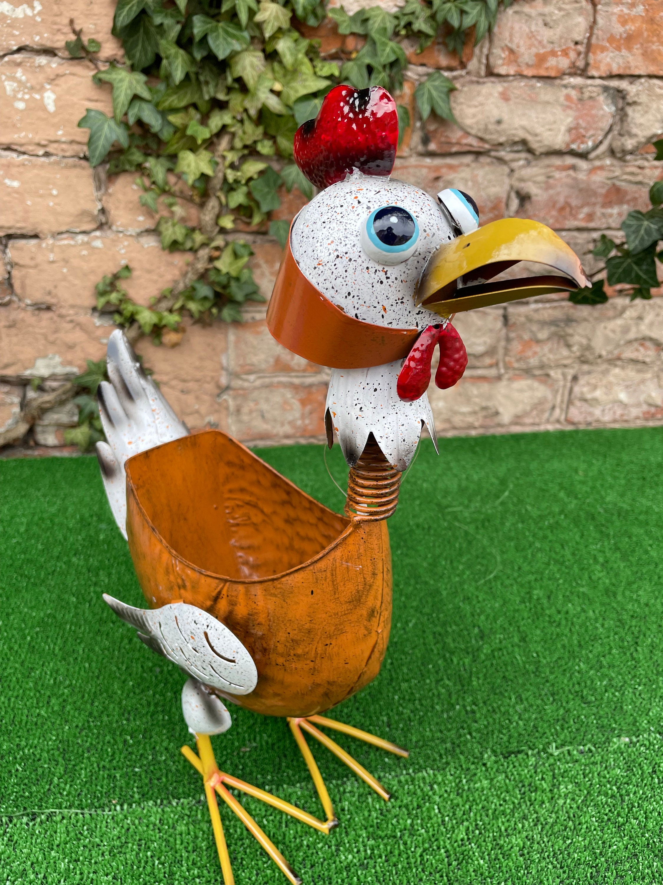 Large Rustic Chicken Metal Flower Pot Planters Plant Pots - Etsy UK