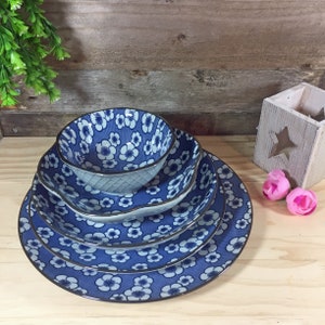 Crockery Japanese Blue Ceramic Dinner Plates Dish Bowls - Etsy