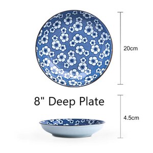 Crockery Japanese Blue Ceramic Dinner Plates Dish Bowls - Etsy