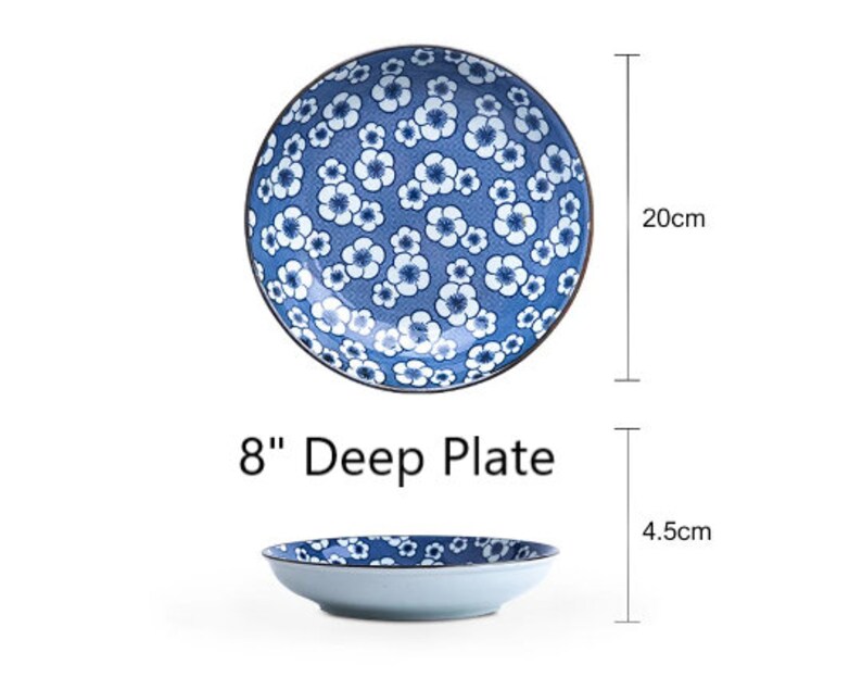 Crockery Japanese Blue Ceramic Dinner Plates Dish Bowls - Etsy