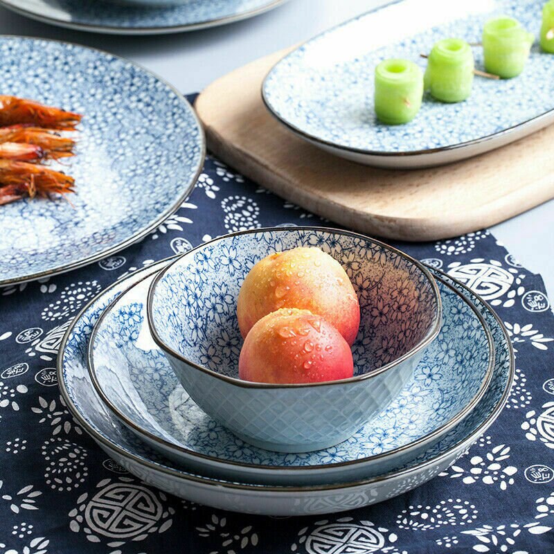 Japanese Design Crockery Dinnerware Set Ceramic Floral Serving | Etsy UK