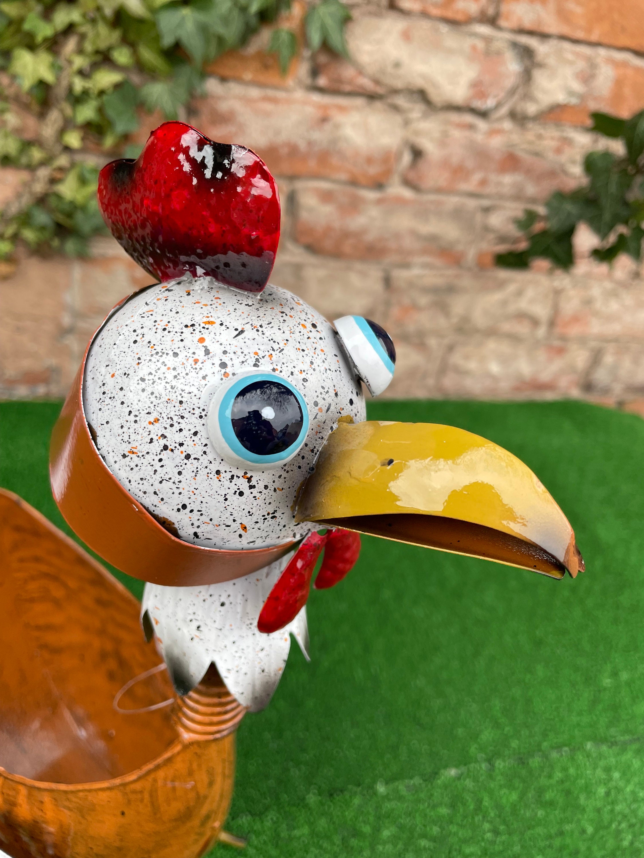 Large Rustic Chicken Metal Flower Pot Planters Plant Pots - Etsy UK