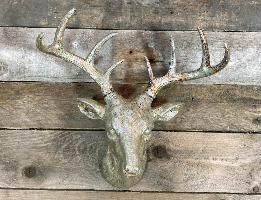 Stag Handmade Vintage Silver Mounted Stags Head Wall Hanging Deer Heads ...