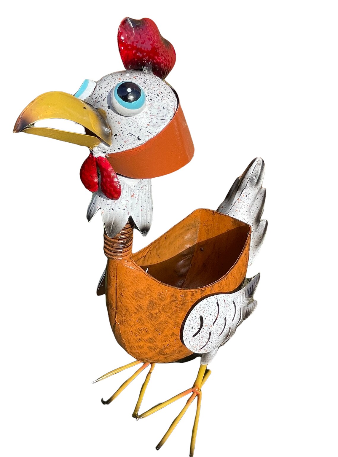 Large Rustic Chicken Metal Flower Pot Planters Plant Pots - Etsy UK