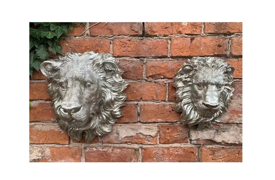 Lion Head Animal Wall Hanging Lions Heads Vintage Silver Gold - Etsy