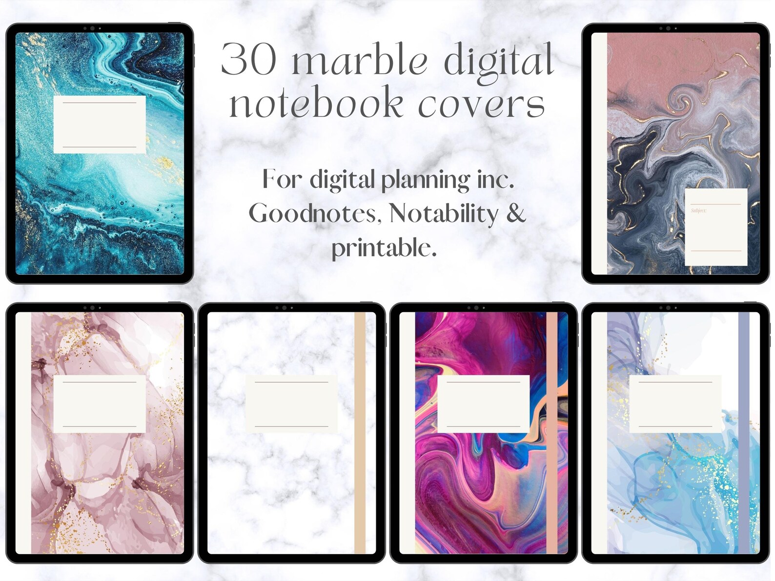 30 Marble Aesthetic Digital Notebook Covers for Goodnotes and ...