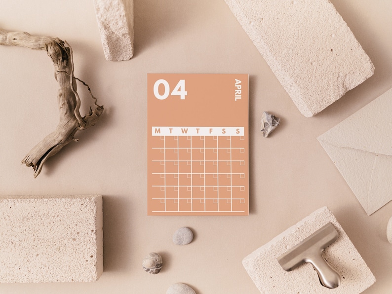 Blank Boho Aesthetic Minimalist Monthly Printable Calendar Portrait ...