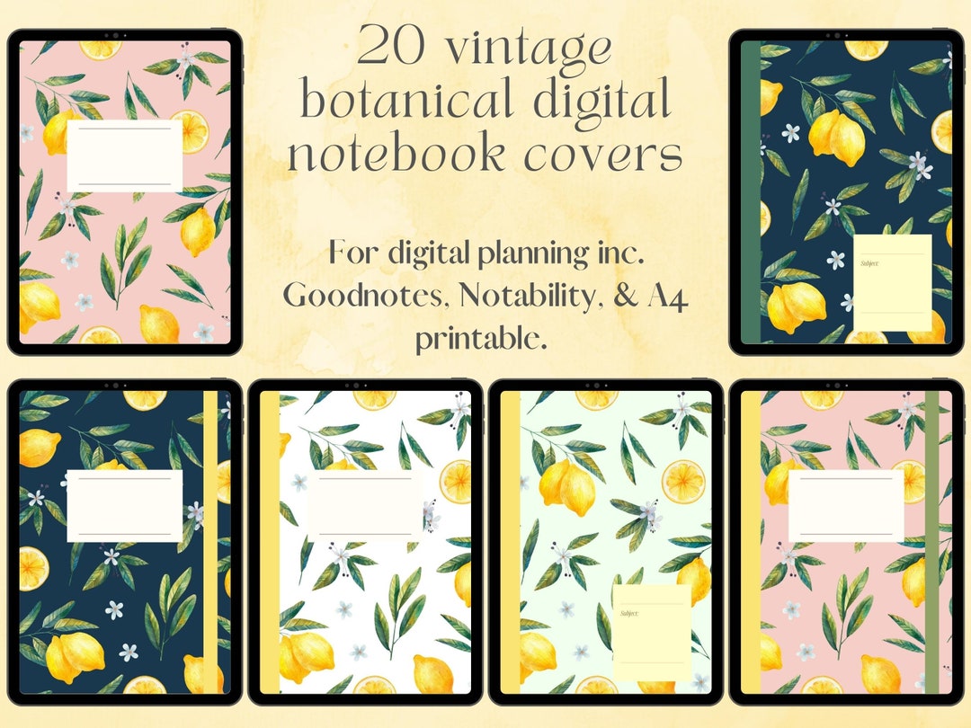 20 Vintage Botanical Aesthetic Digital Notebook Covers for Goodnotes ...