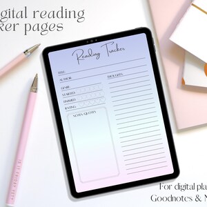 12 Digital Reading Journal Trackers | Pastel Aesthetic Digital Reading ...