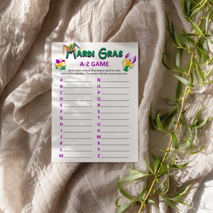 Mardi Gras Alphabet Game A4 A5 US, SVG PDF Png | Mardi Gras Game A-Z ...
