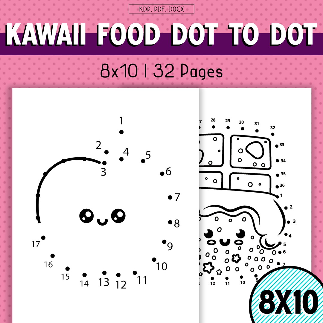 Kawaii Food Dot to Dot Sheets: Kids Activity Book (PDF, DOCX) - Etsy