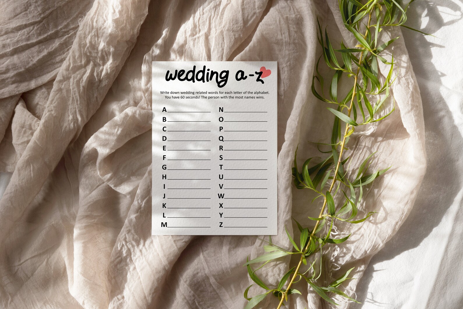 Bridal Alphabet Game: Wedding A-Z Printable (PDF, SVG) - Etsy