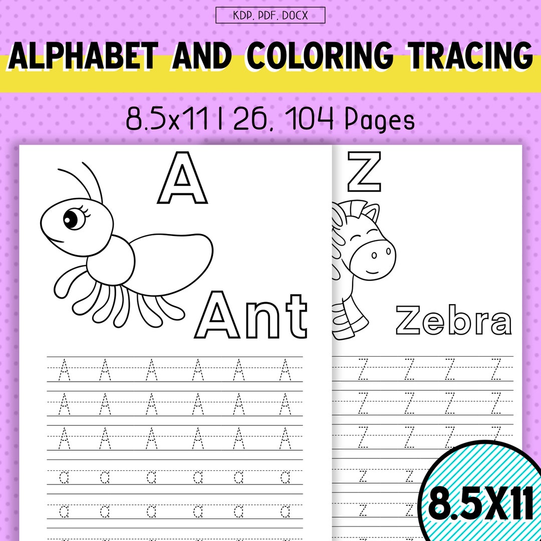 Alphabet Coloring Tracing Sheets: A-Z Workbook (PDF, DOCX) - Etsy