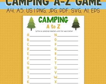 Camping Alphabet Game A4 A5 US Letter SVG PDF Png Camping Game ...