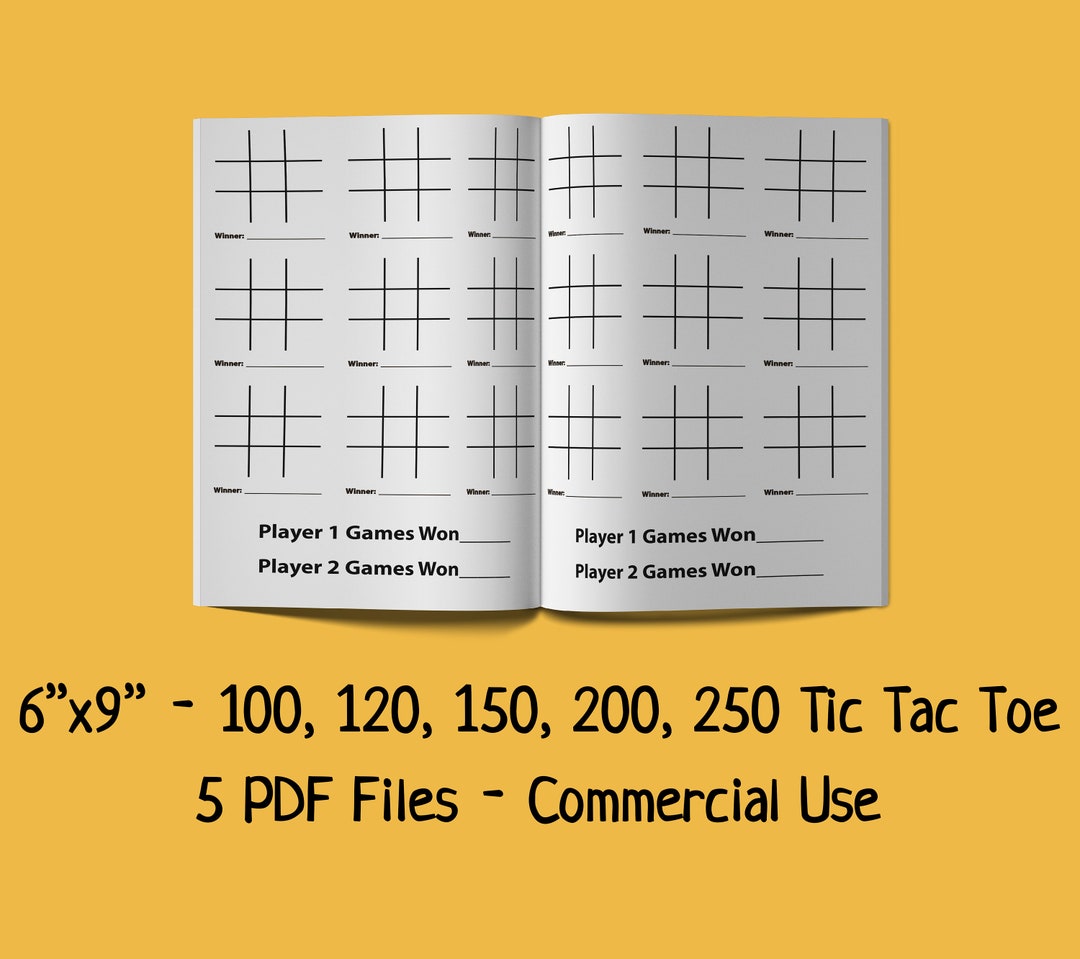 6"x9" Tic Tac Toe KDP Interior Template – 100, 120, 150, 200, 250 PDF ...