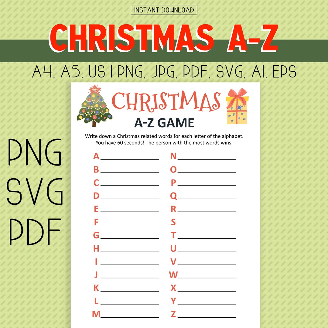 Christmas Alphabet Game A4 A5 US, SVG PDF Png | Christmas Printable ...