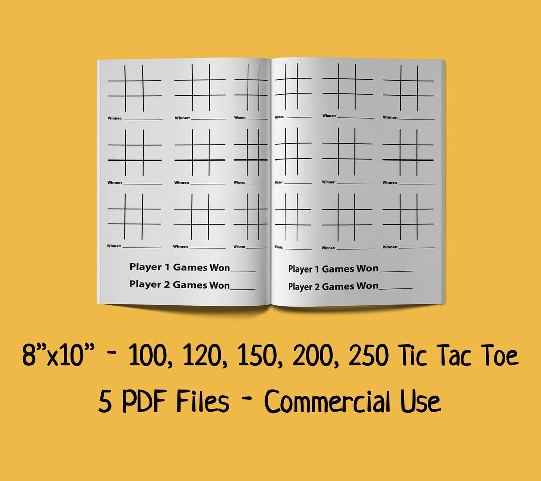 8x10 Tic Tac Toe KDP Interior Template 100, 120, 150, 200, 250 PDF ...