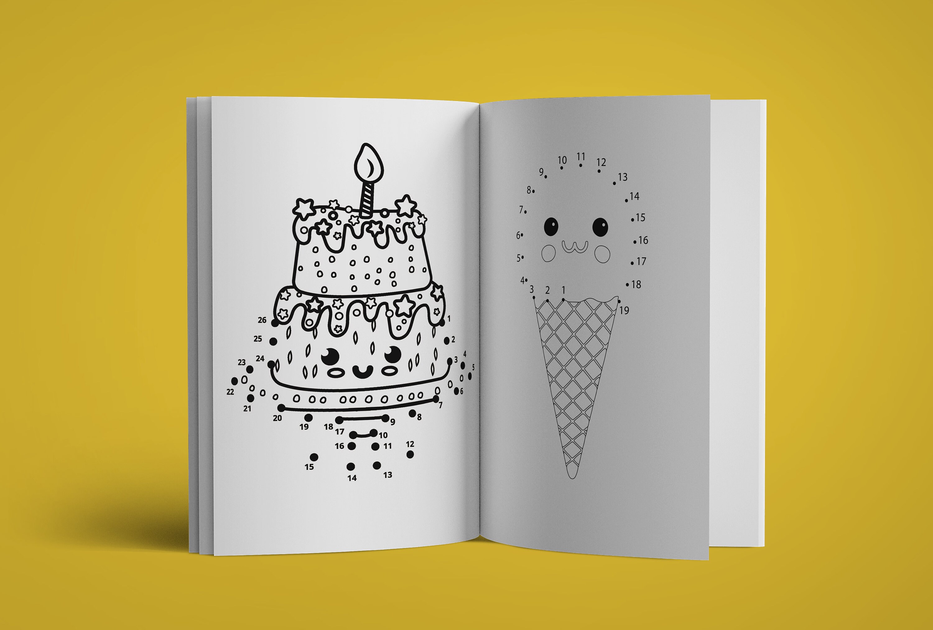 7.5x9.25” Kawaii Food Dot to Dot Sheets for Kids 32 PDF DOCX Pages KDP ...