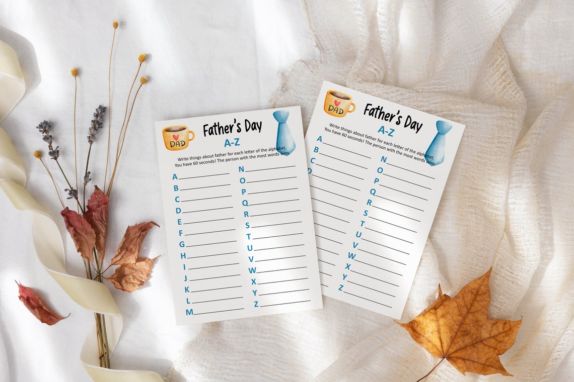 Father’s Day Alphabet Game A4 A5 US SVG PDF Png, Father’s Day Printable ...
