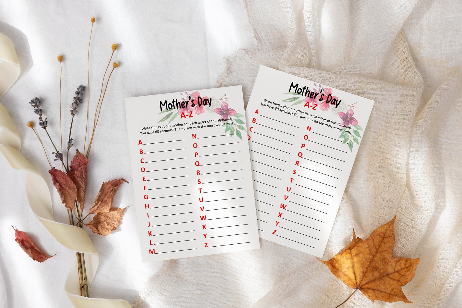 Mother’s Day Alphabet Game A4 A5 US SVG PDF Png, Mother’s Day Printable ...