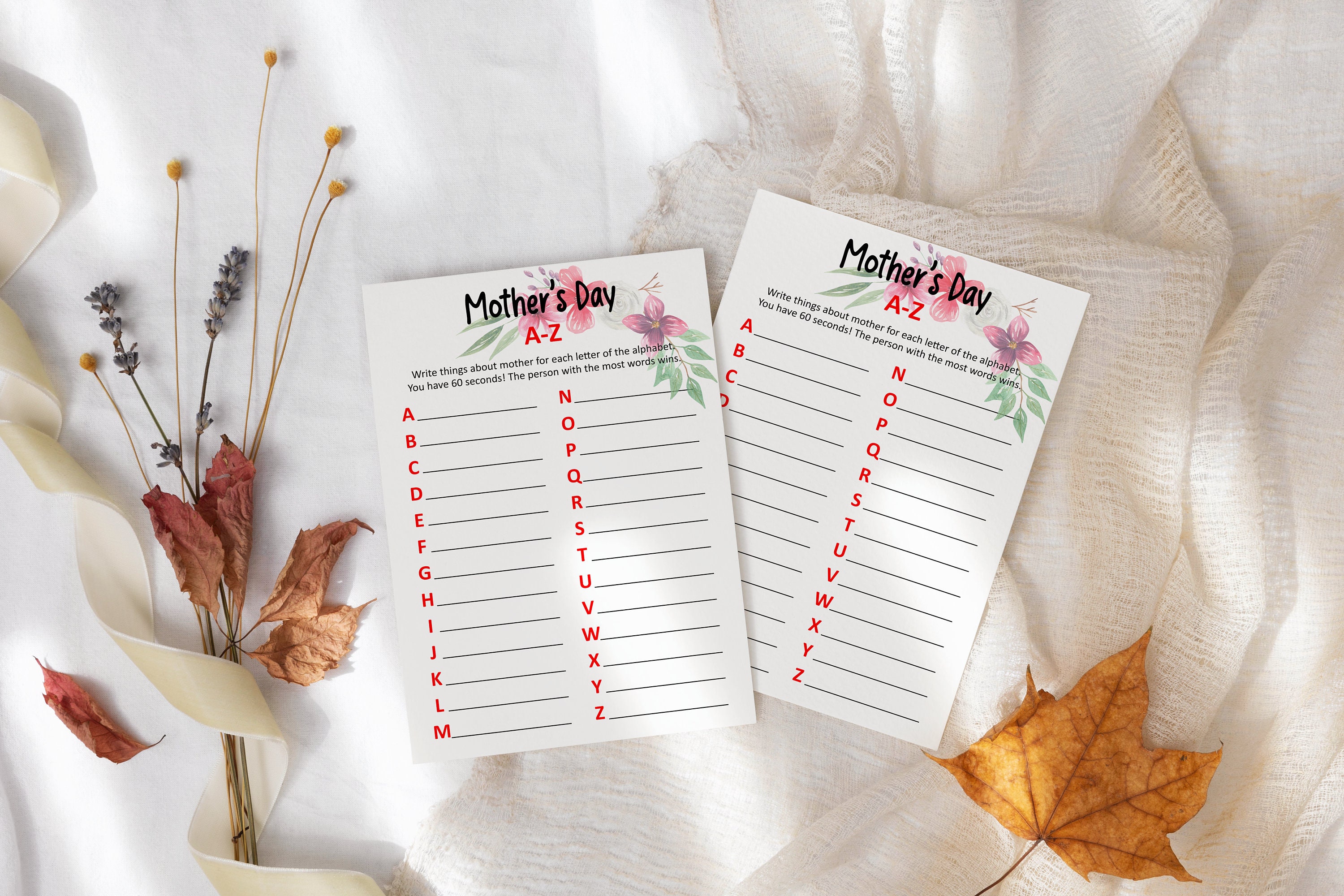 Mother’s Day Alphabet Game A4 A5 US SVG PDF Png, Mother’s Day Printable ...