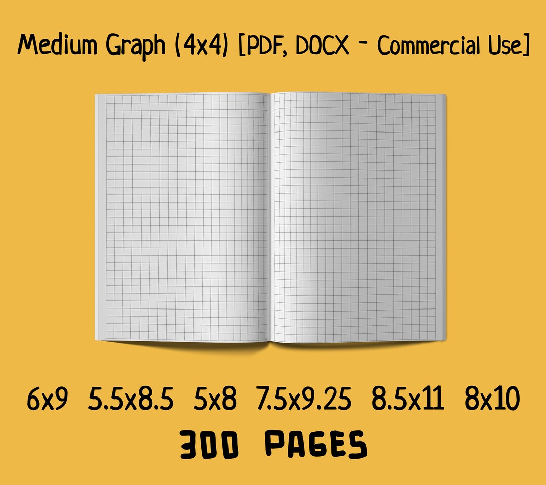 300 Pages 6x9 5.5x8.5 5x8 7.5x9.25 8.5x11 8x10 Graph - Etsy