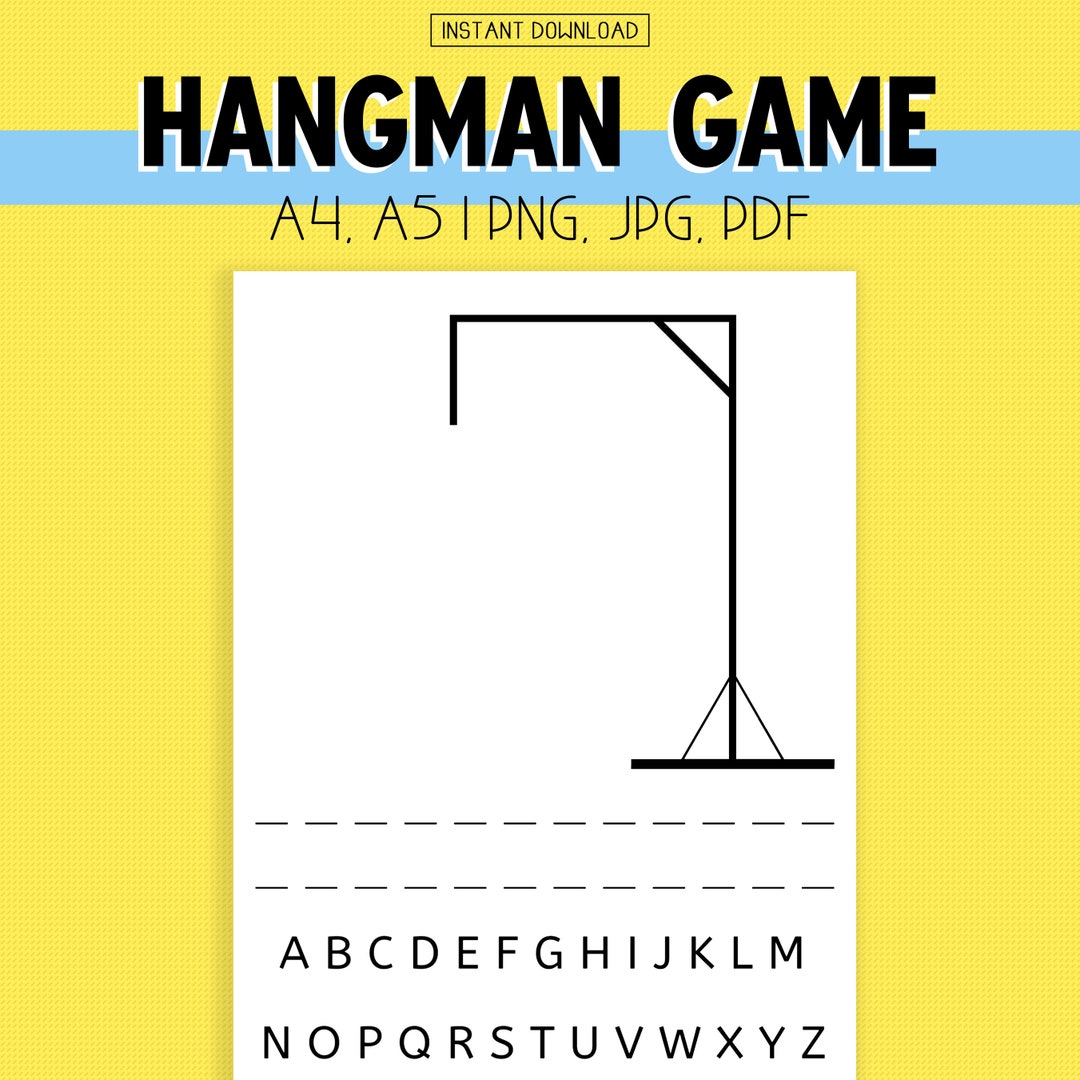 Hangman Game A4, A5 (PDF, PNG, Jpg) - Interior Template, Game Board for ...