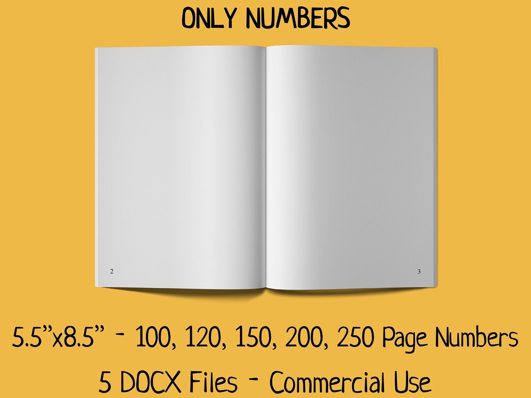 5.5x8.5 Blank Pages With Page Numbers only Numbers KDP 100, 120, 150 ...