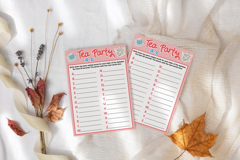 Tea Party Alphabet Game A4 A5 US SVG PDF Png | Tea Party Printable Game ...