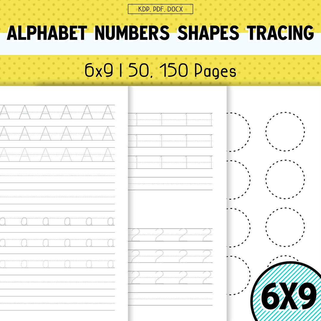 6”x9” Alphabet Numbers and Shapes Tracing Letters Sheets for Kids A to ...