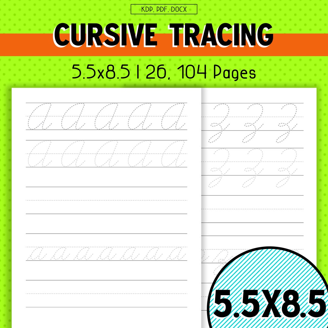 Cursive Tracing Sheets: Uppercase & Lowercase (5.5x8.5) (PDF, DOCX) - Etsy