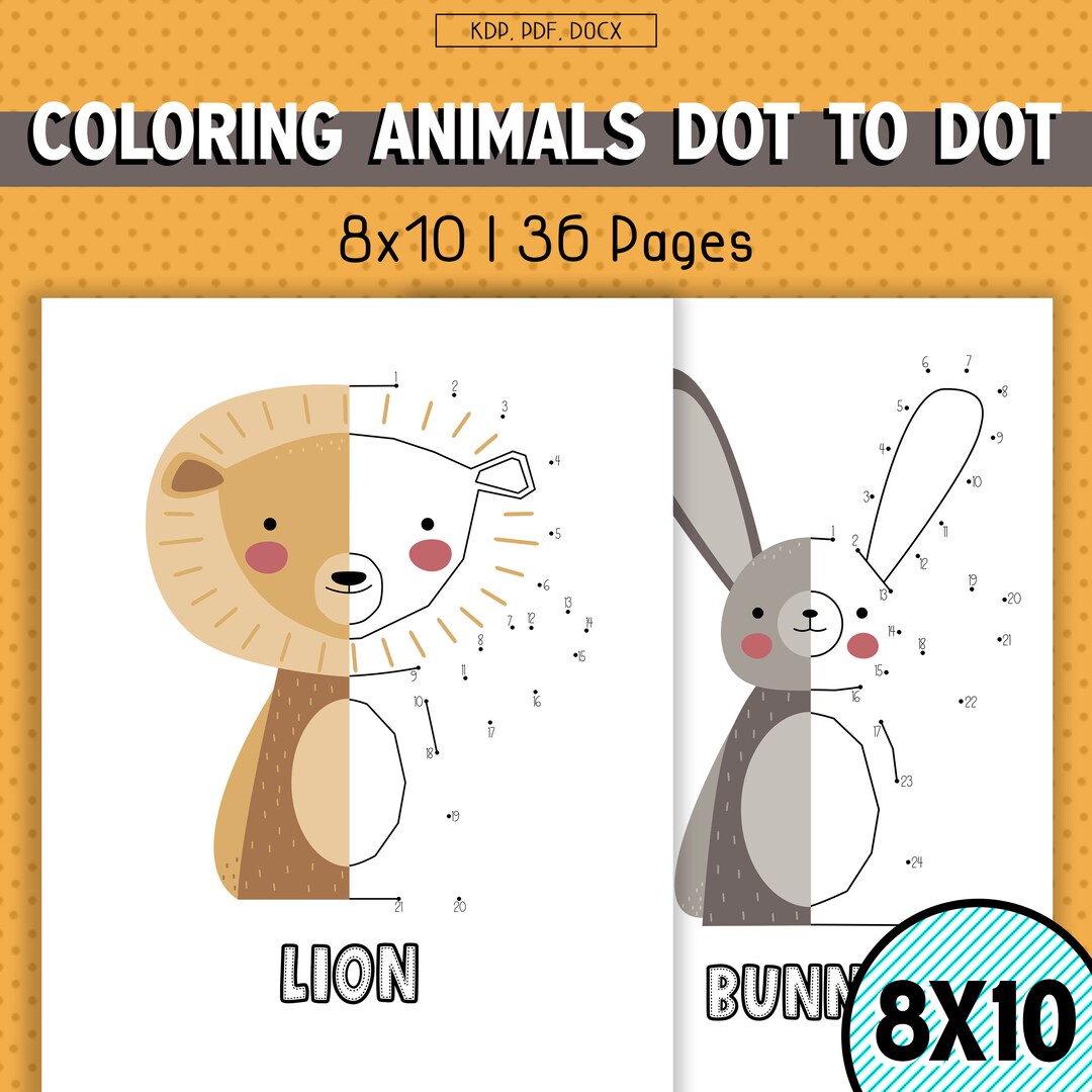 Animals Dot to Dot Coloring Pages for Kids: 36 Printable Sheets (PDF ...