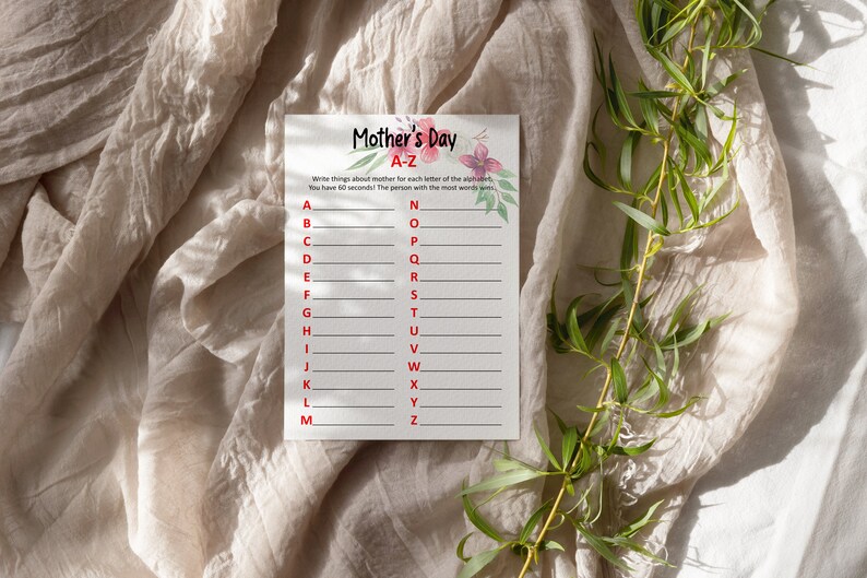 Mother’s Day Alphabet Game A4 A5 US SVG PDF Png, Mother’s Day Printable ...