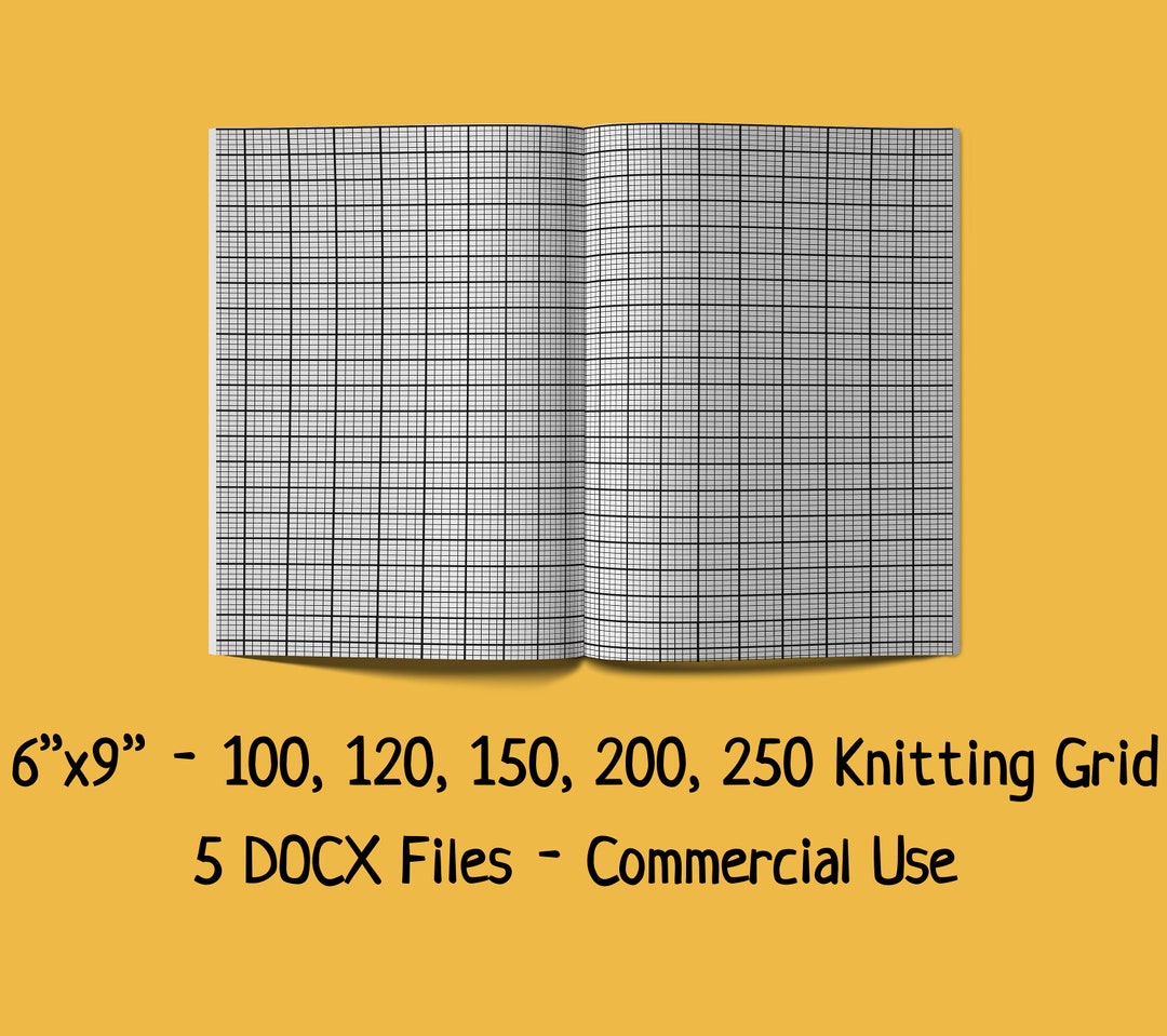 6x9 Knitting Grid KDP Interior Template 100, 120, 150, 200, 250 DOCX ...