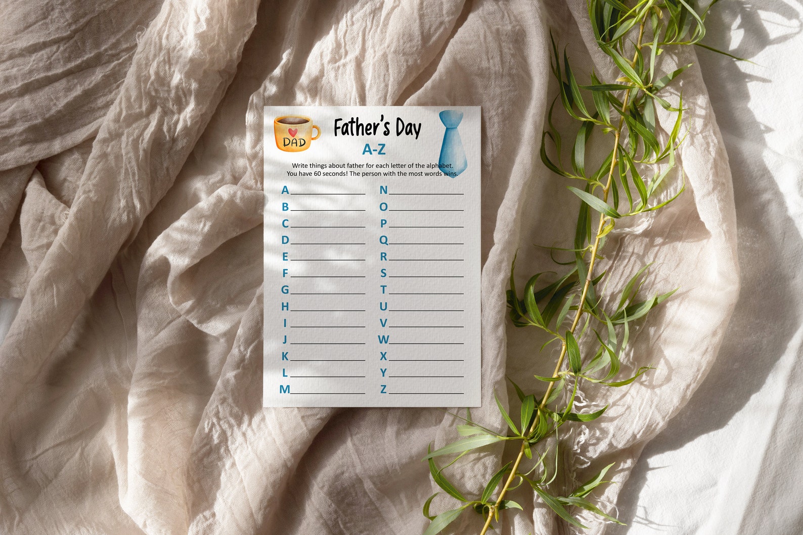 Father’s Day Alphabet Game A4 A5 US SVG PDF Png, Father’s Day Printable ...