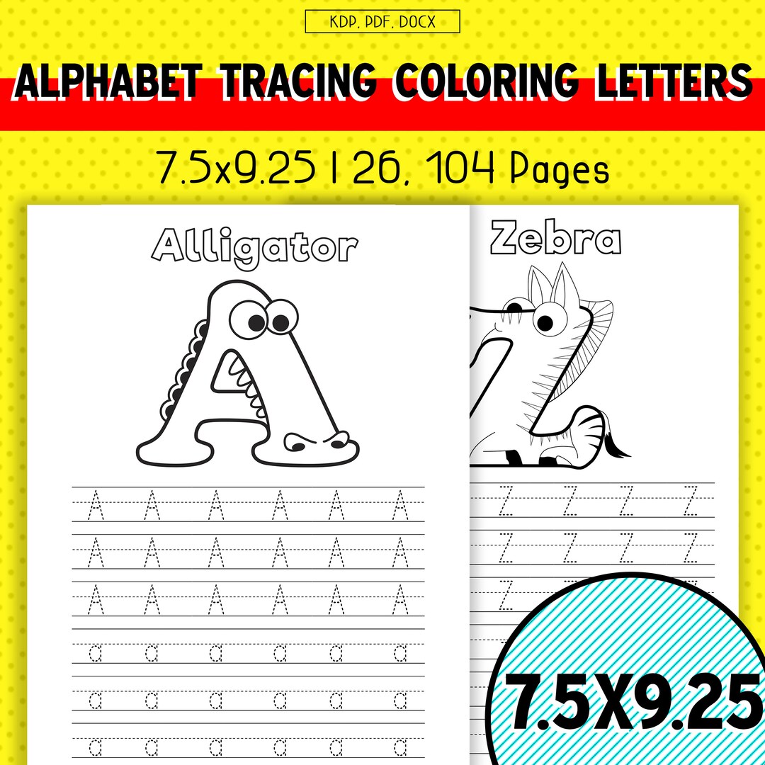 Animals Alphabet Tracing & Coloring Sheets: A-Z (PDF, DOCX) - Etsy