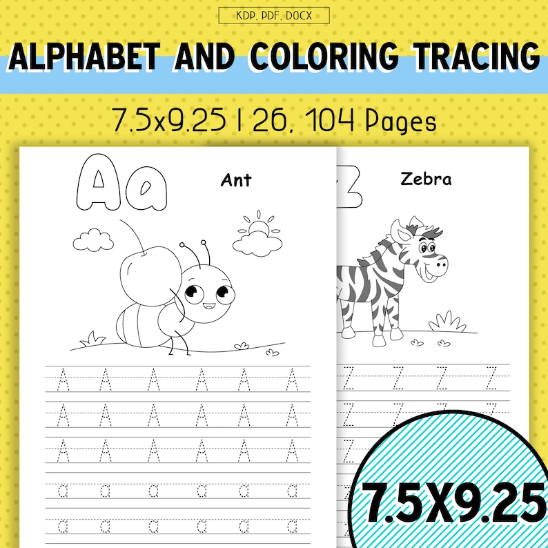 Animals Alphabet Tracing & Coloring Book: 26 Pages (PDF, DOCX) - Etsy ...