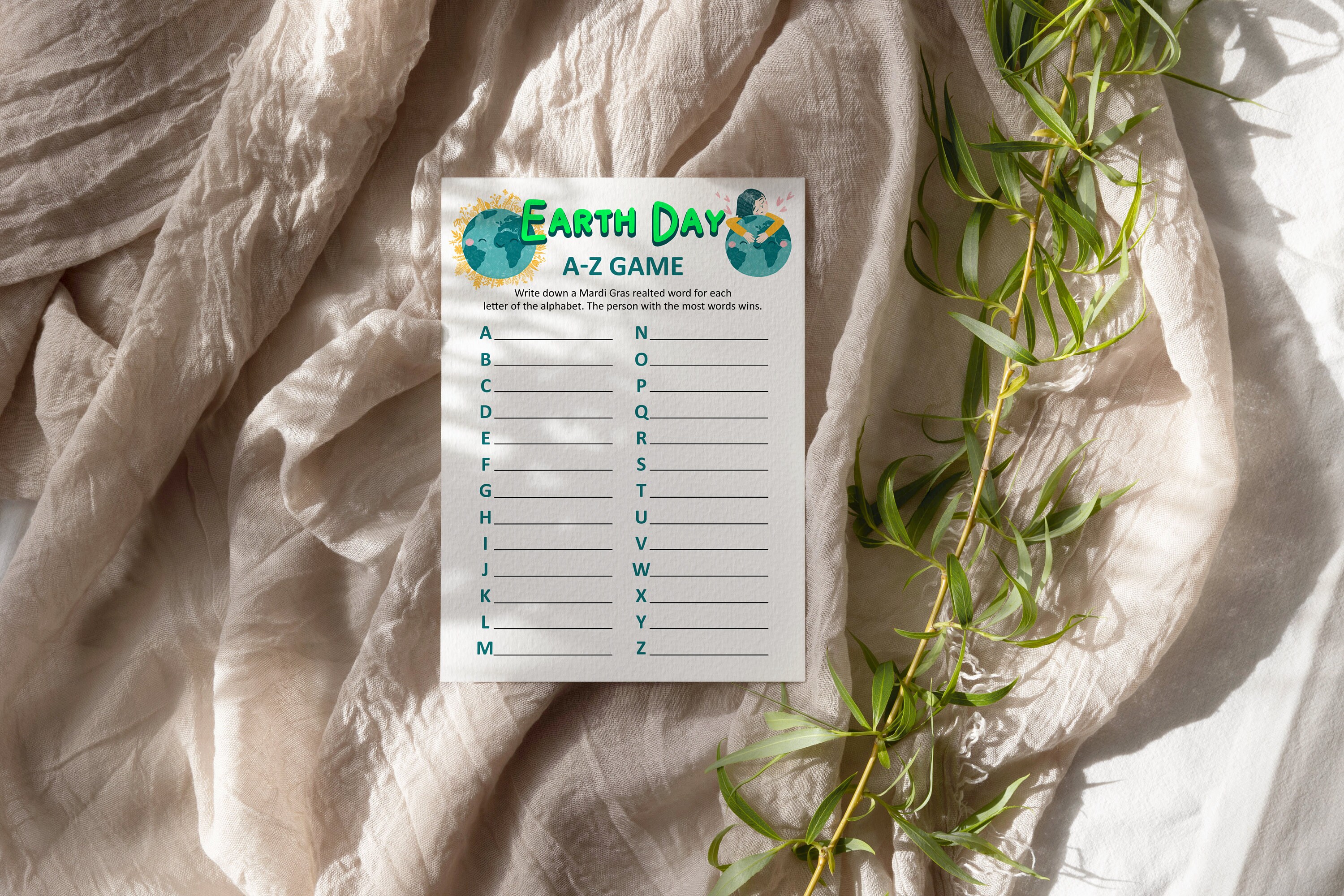 Earth Day Alphabet Game A4 A5 US, SVG PDF Png | Earth Day Game, Earth ...