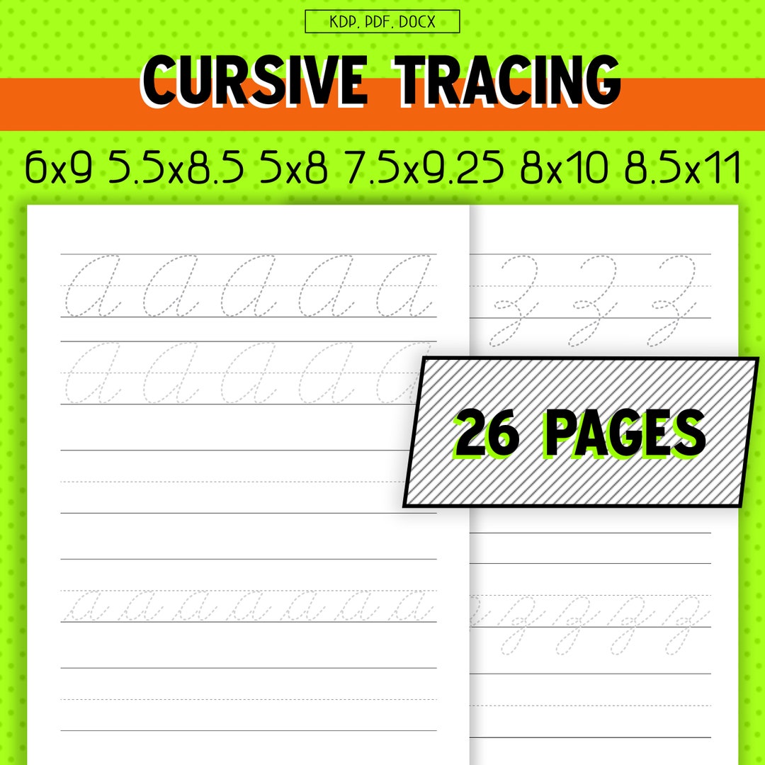 Cursive Tracing Sheets A-Z: Kids Handwriting Practice (PDF, DOCX) - Etsy