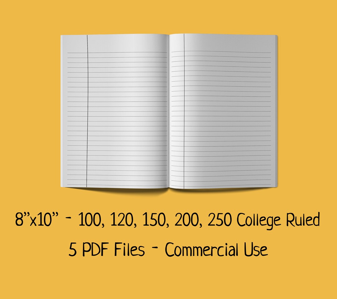 8x10 College Ruled KDP Interior Template 100 - Etsy