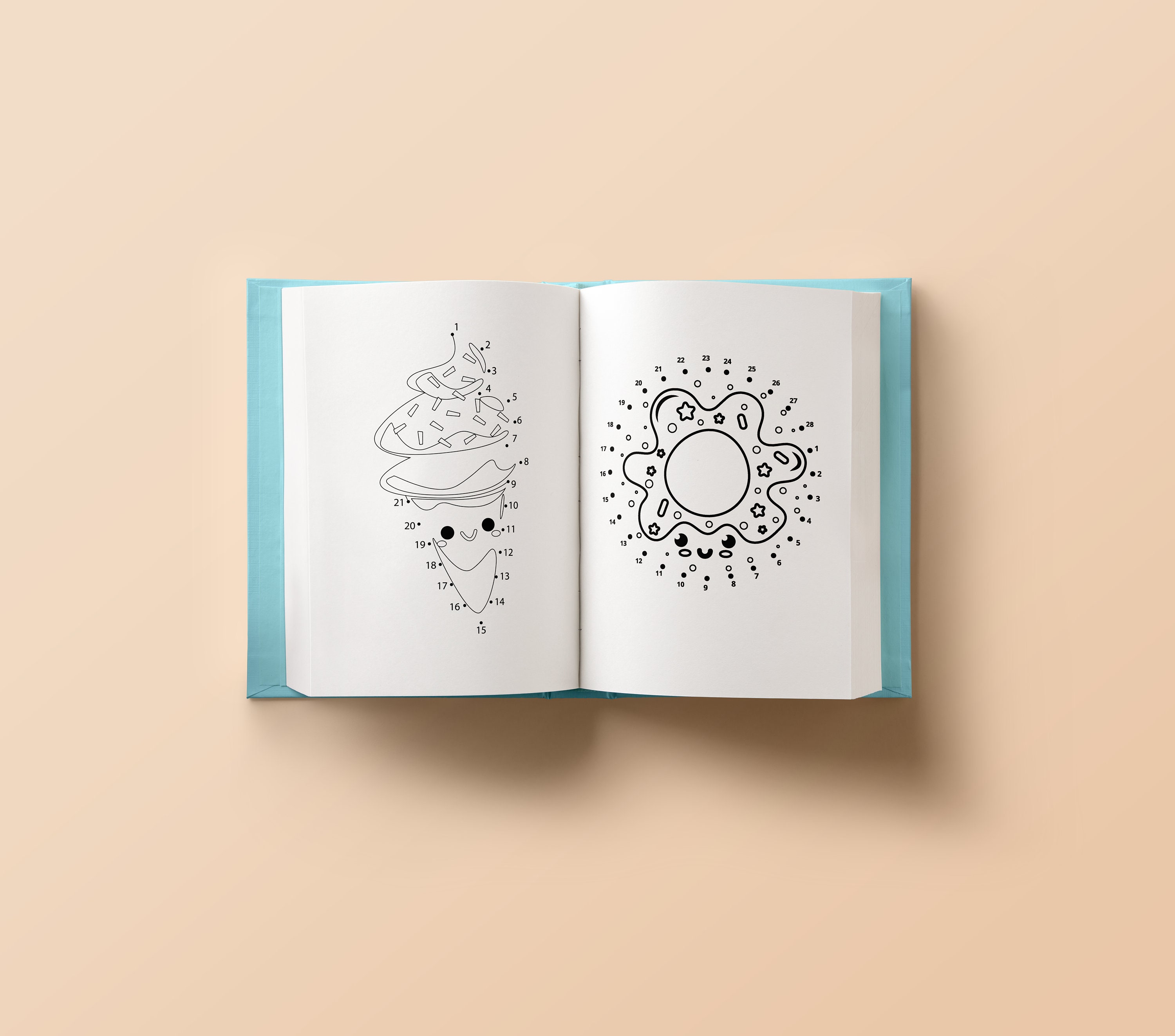 7.5x9.25” Kawaii Food Dot to Dot Sheets for Kids 32 PDF DOCX Pages KDP ...