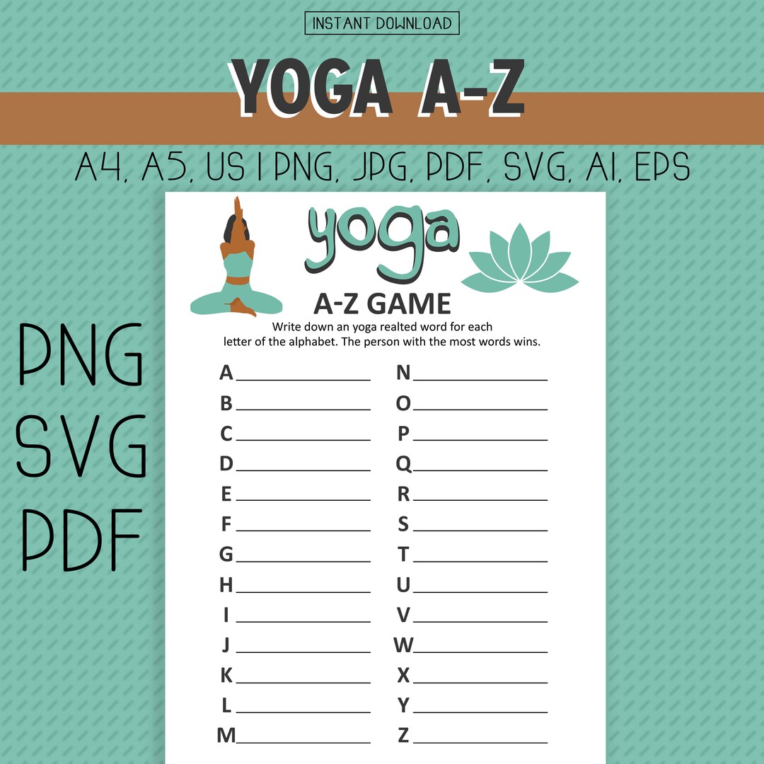 Yoga Alphabet Game A4 A5 US Letter, SVG PDF Png | Yoga Printable Game ...